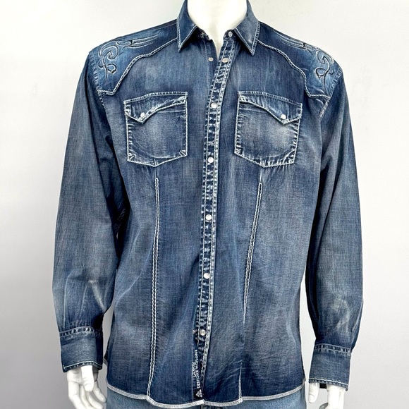 Roar | Shirts | Roar Long Sleeve Western Denim Shirt | Poshmark